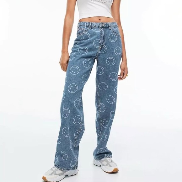 Smiley | Jeans | Hm X Smiley Blue Straight Leg Jeans With Smiley Face ...